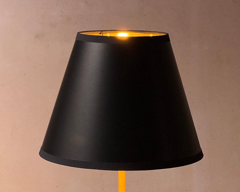 Black Paper Lampshade With Gold Lining – Classic Empire Shade Table ...