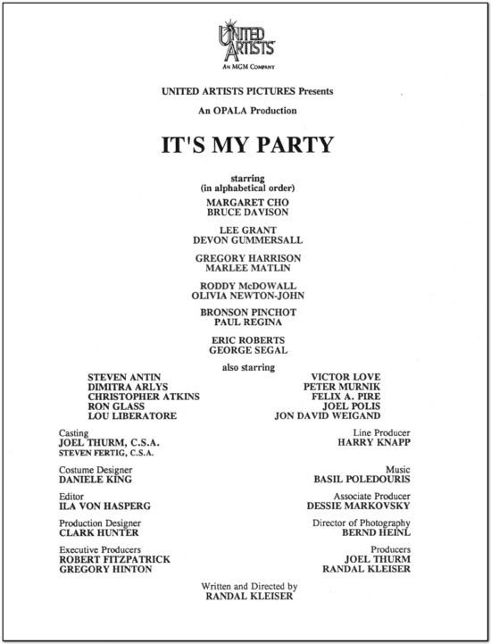 IT'S MY PARTY - 1996 - Original Press Kit - Includes 9 Photos - Eric ...