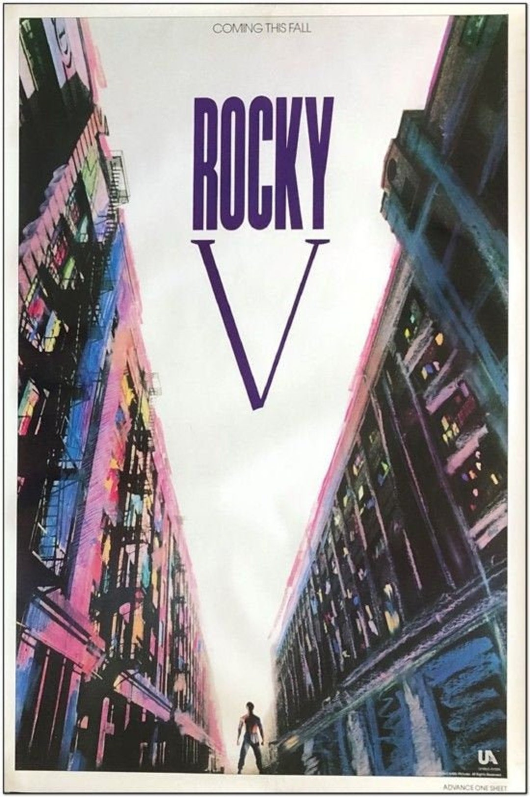 ROCKY V 1990 Original 27x41 Movie Poster Advance White Style 2-sided ...