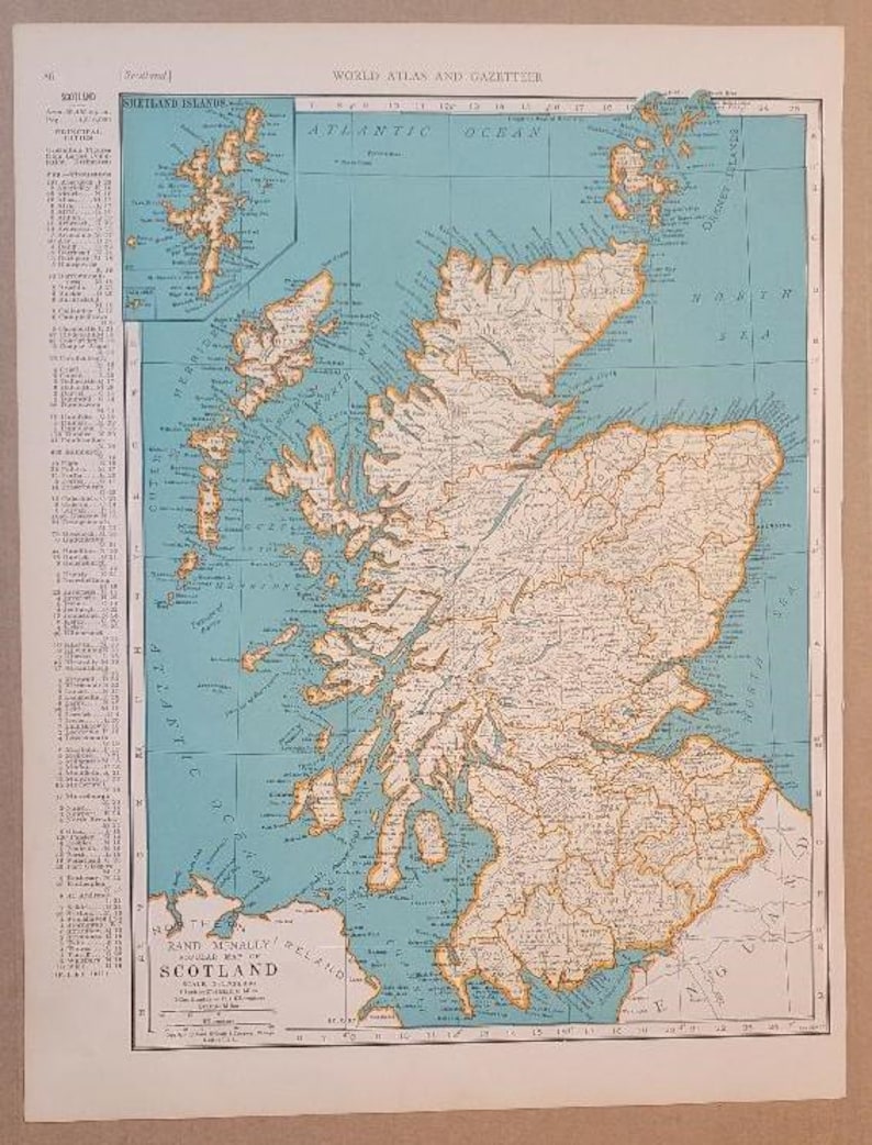 Vintage 1930s Map of Scotland - Etsy