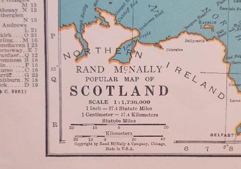 Vintage 1930s Map of Scotland - Etsy