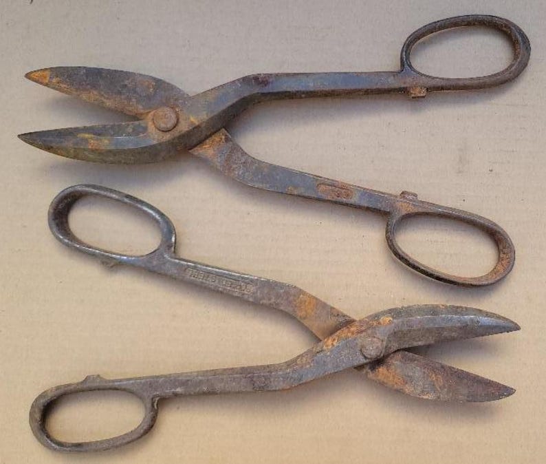 Two Old Rusty Tin Snips for Restoration or Display - Etsy