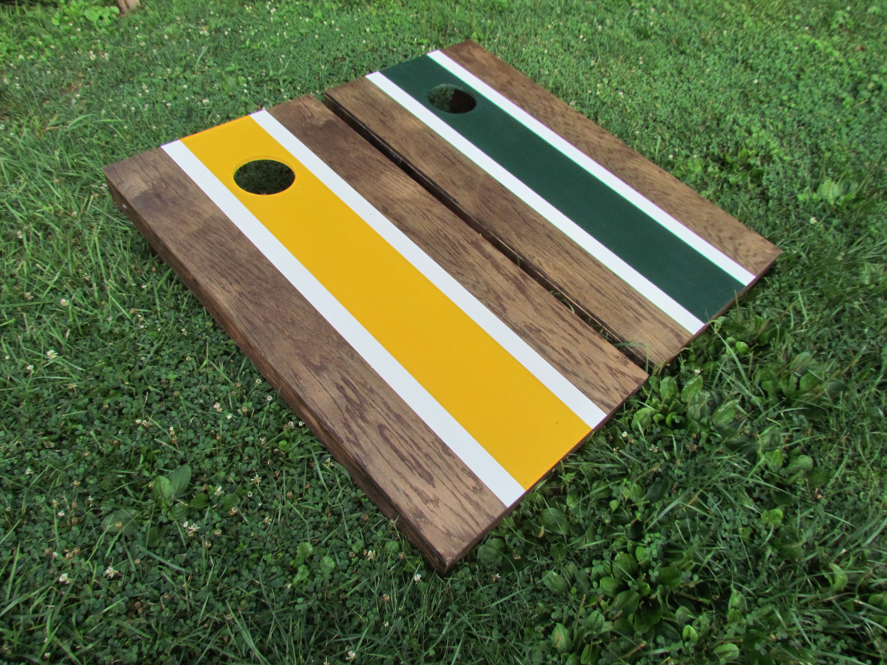 Cornhole Boards Striped Two Toned Choose your colors Stained | Etsy