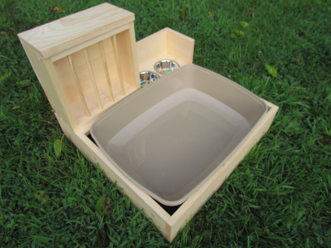 Large W/ Back Bowls Hop Box: Rabbit Bunny Hay Feeder and - Etsy