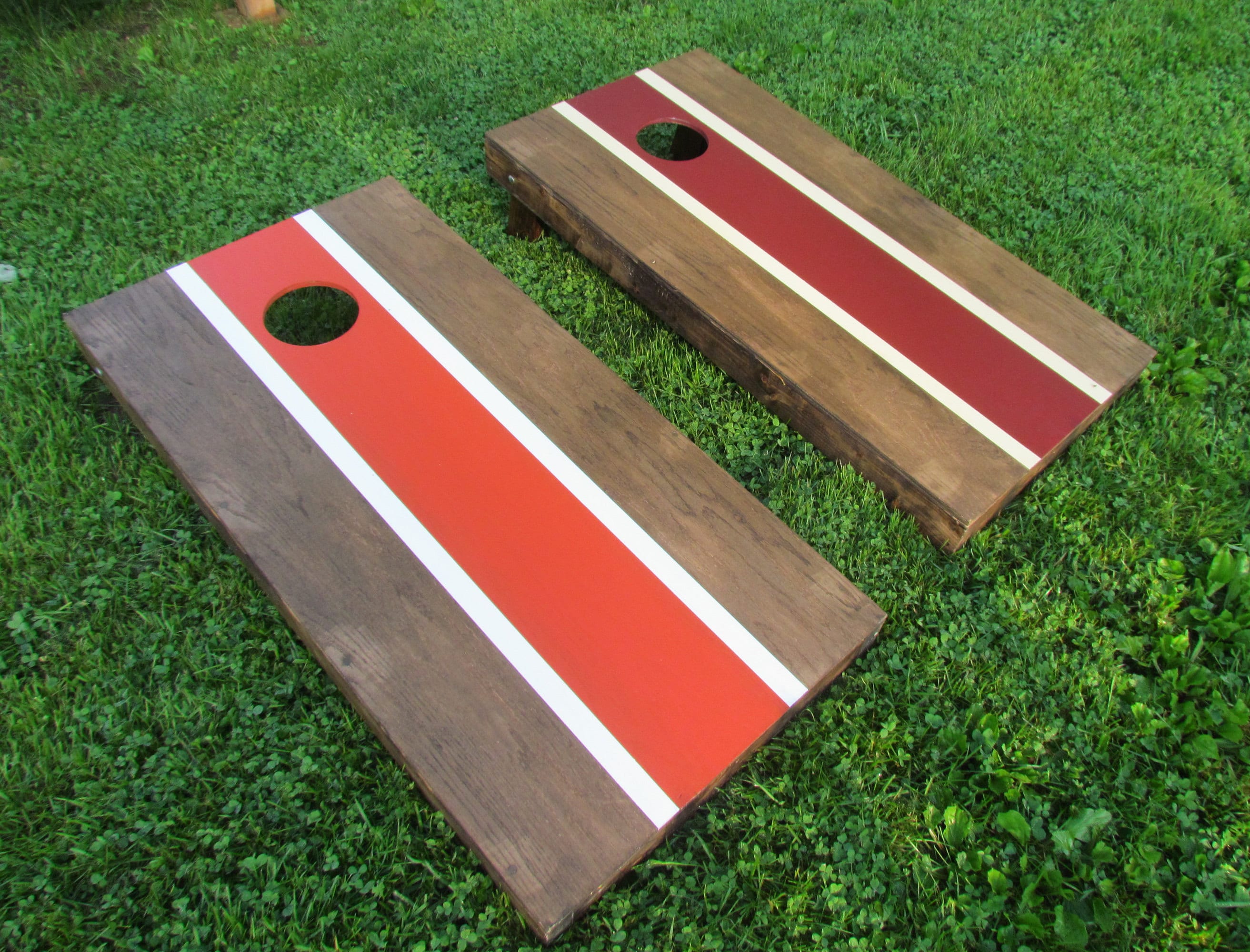 Cornhole Boards Striped Two Toned Choose Your Colors Stained - Etsy