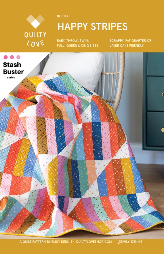 Happy Stripes PDF Quilt Pattern/ Stash Buster Quilt Pattern/ - Etsy