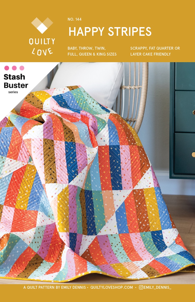 Happy Stripes PDF Quilt Pattern/ Stash Buster Quilt Pattern/ Layer Cake ...