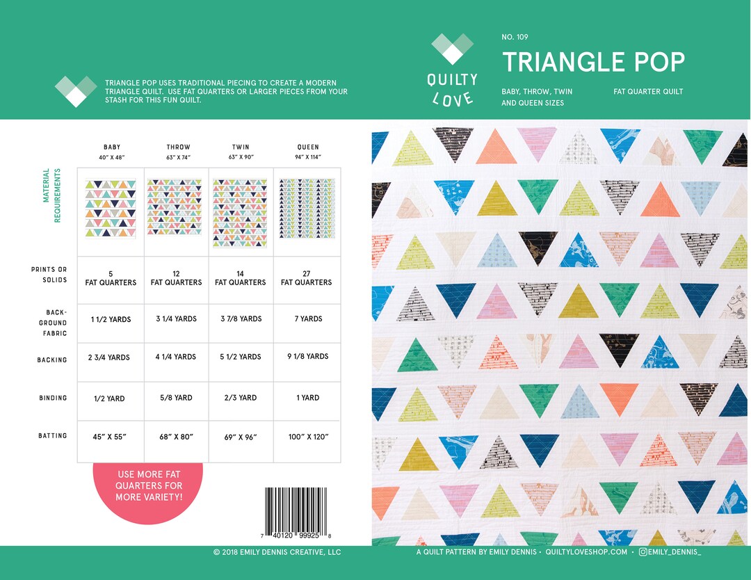 Triangle Pop PDF Quilt Pattern/ Triangle Quilt Pattern/ Modern Quilt ...