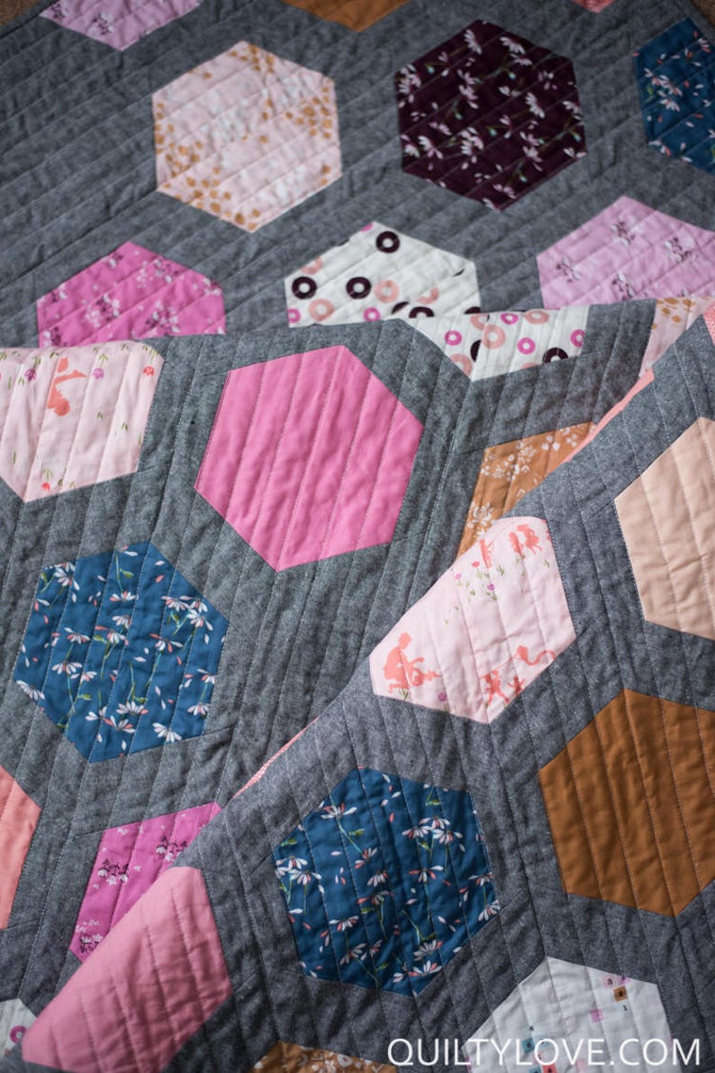 Hexie Framed PDF Quilt Pattern / Hexie Quilt Pattern/ Modern Quilt ...