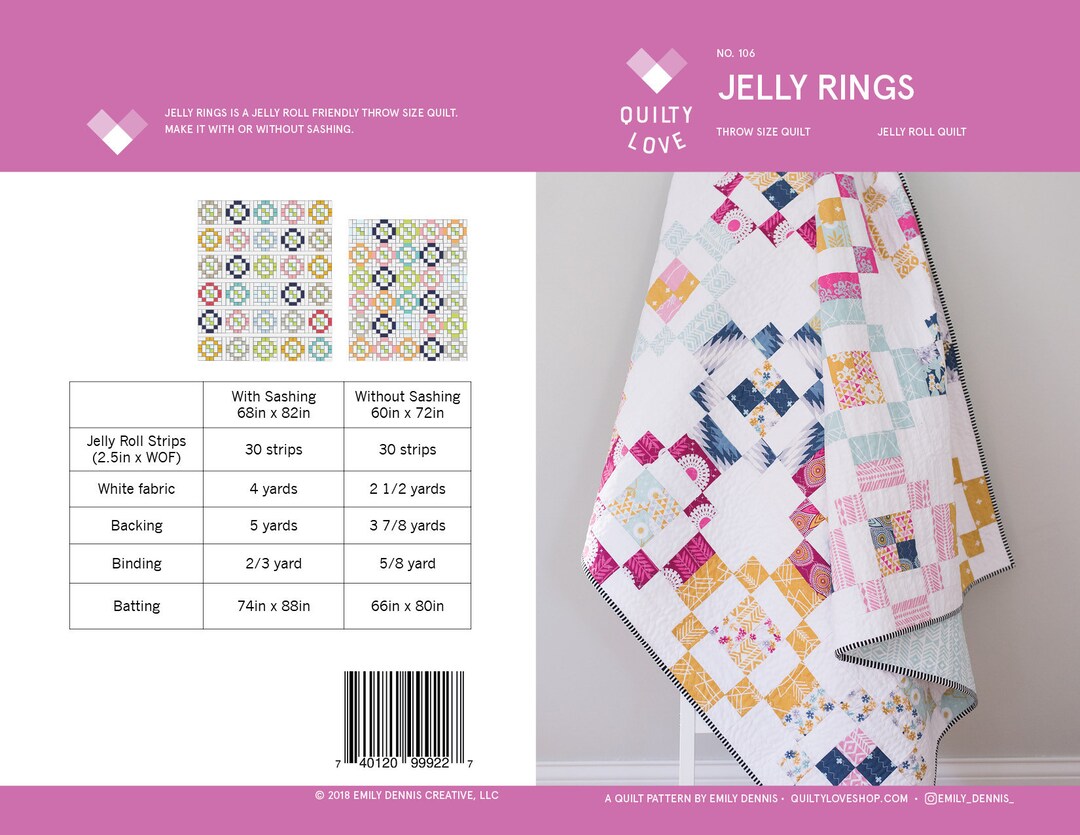 Jelly Rings PDF Quilt Pattern/ Modern Quilt Pattern/ Jelly Roll Pattern ...