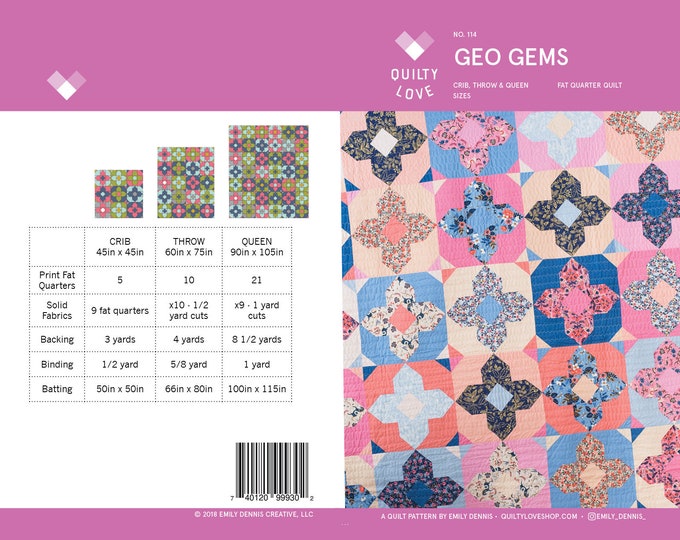 Geo Gems PDF Quilt Pattern/ Modern Quilt Pattern/ Gems Quilt Pattern ...