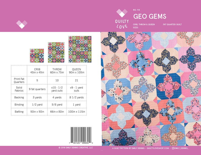 Geo Gems PDF Quilt Pattern/ Modern Quilt Pattern/ Gems Quilt Pattern ...