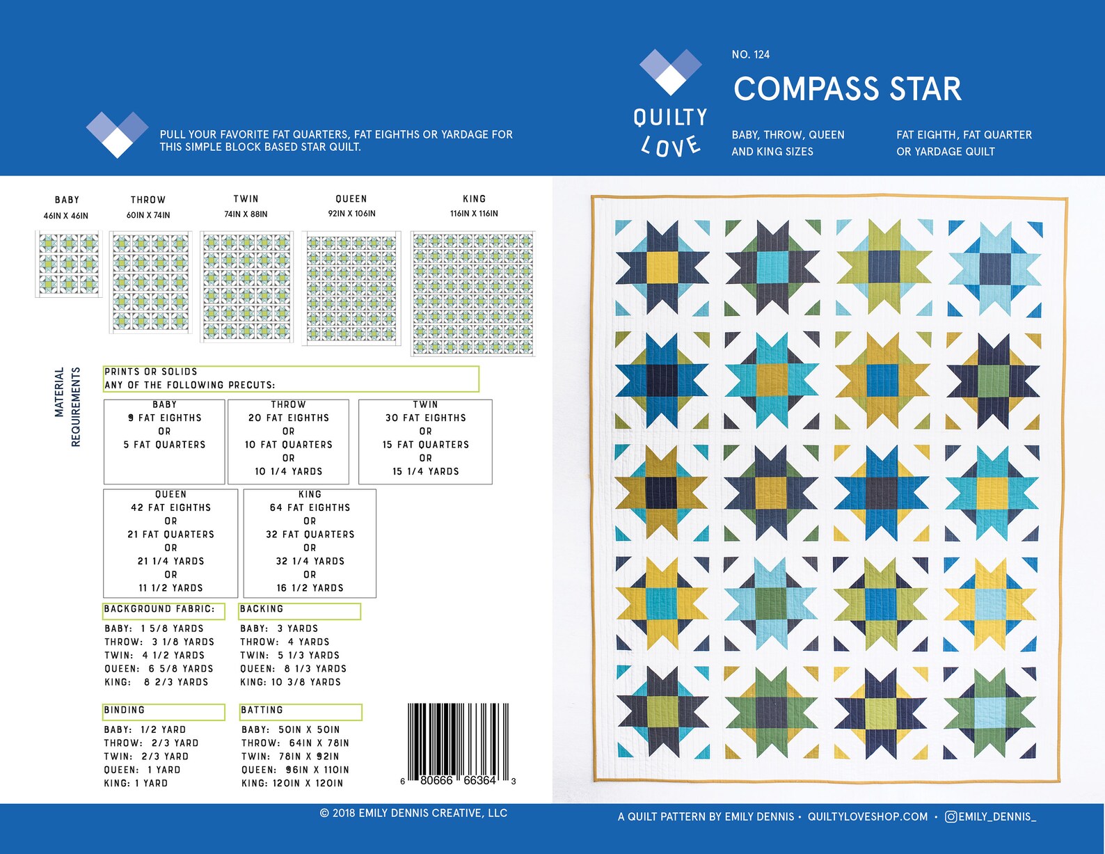 Compass Star PDF Quilt Pattern/ Star Quilt Pattern/ Modern - Etsy