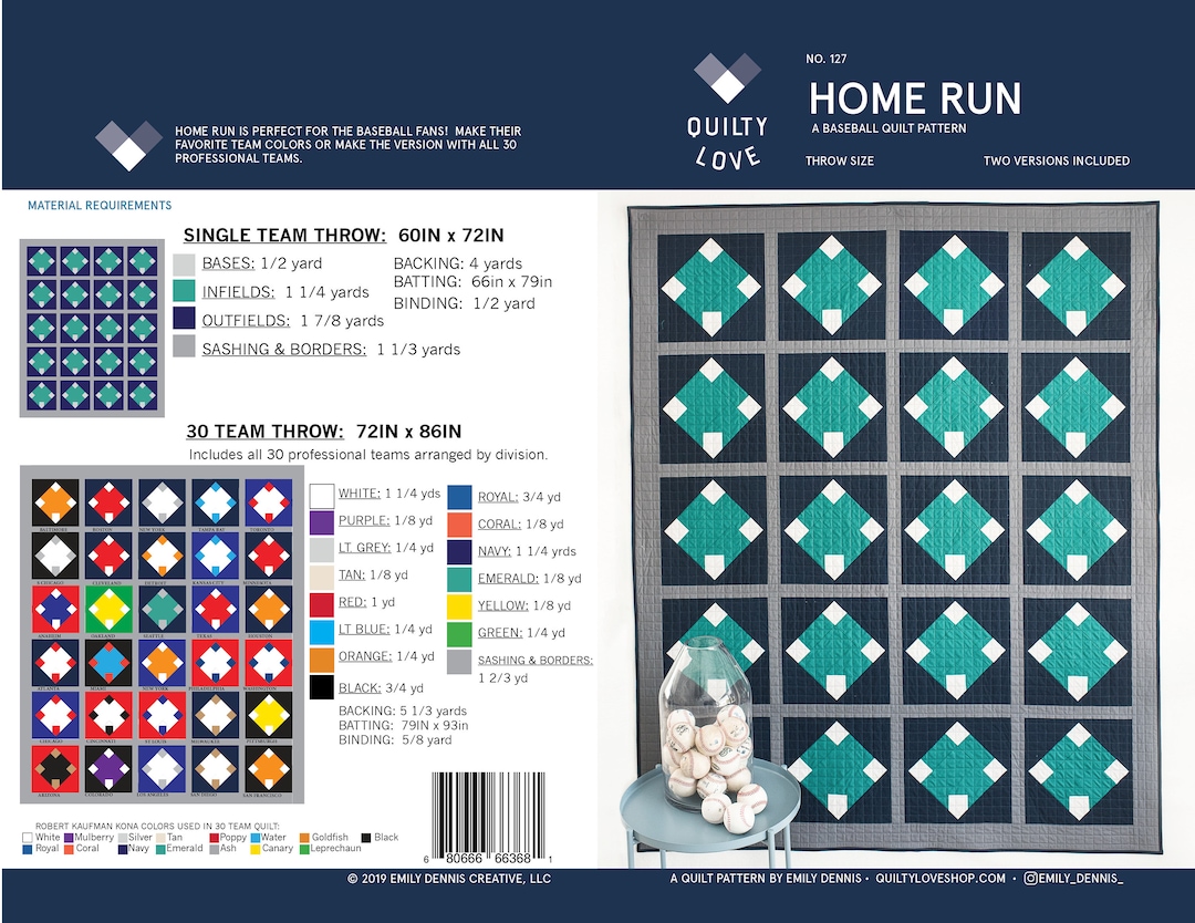 Home Run PDF Quilt Pattern/ Baseball Quilt Pattern /boy Quilt Pattern ...