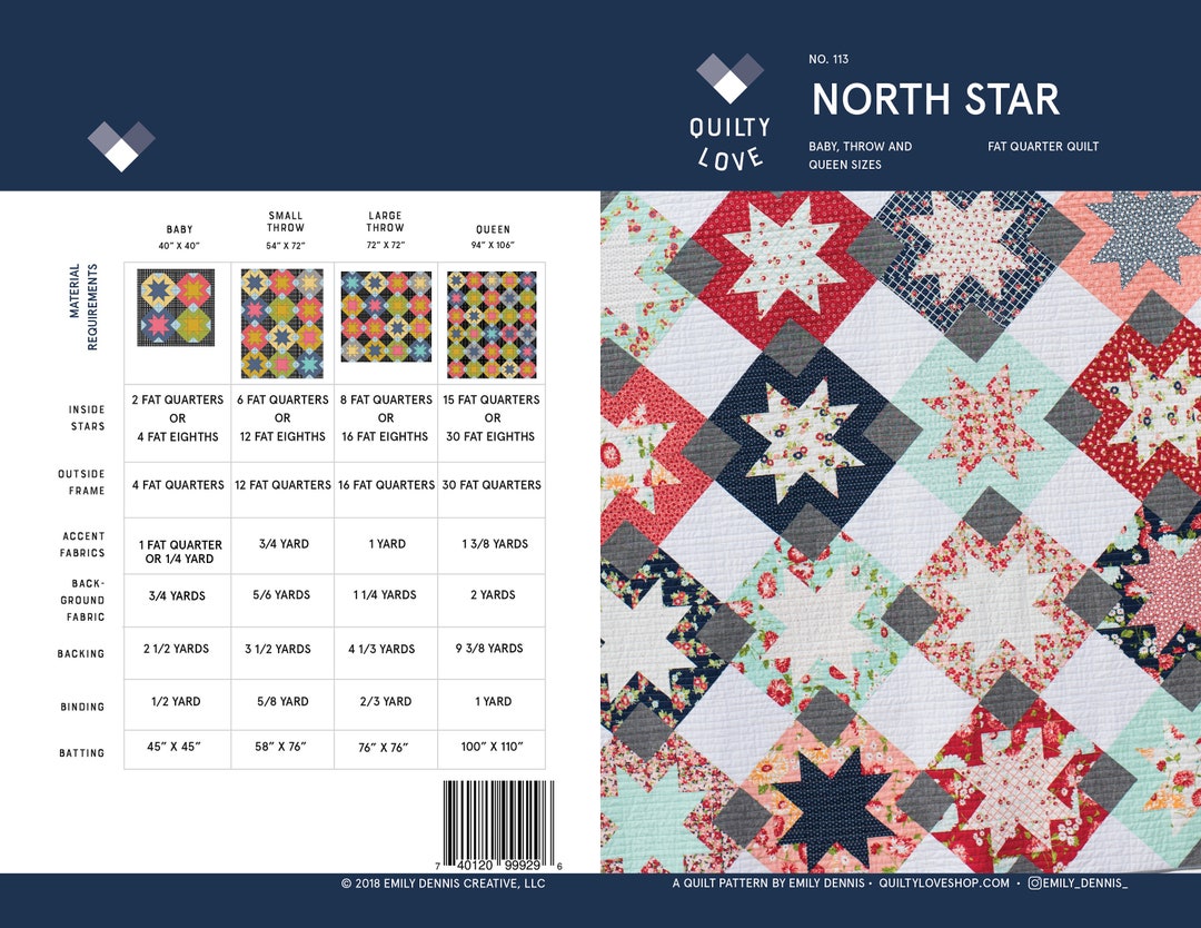 North Star PDF Quilt Pattern/ Modern Quilt Pattern/ Star Quilt - Etsy