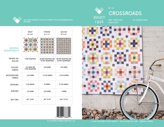 Crossroads PDF quilt Pattern/ Modern quilt pattern/ solids | Etsy