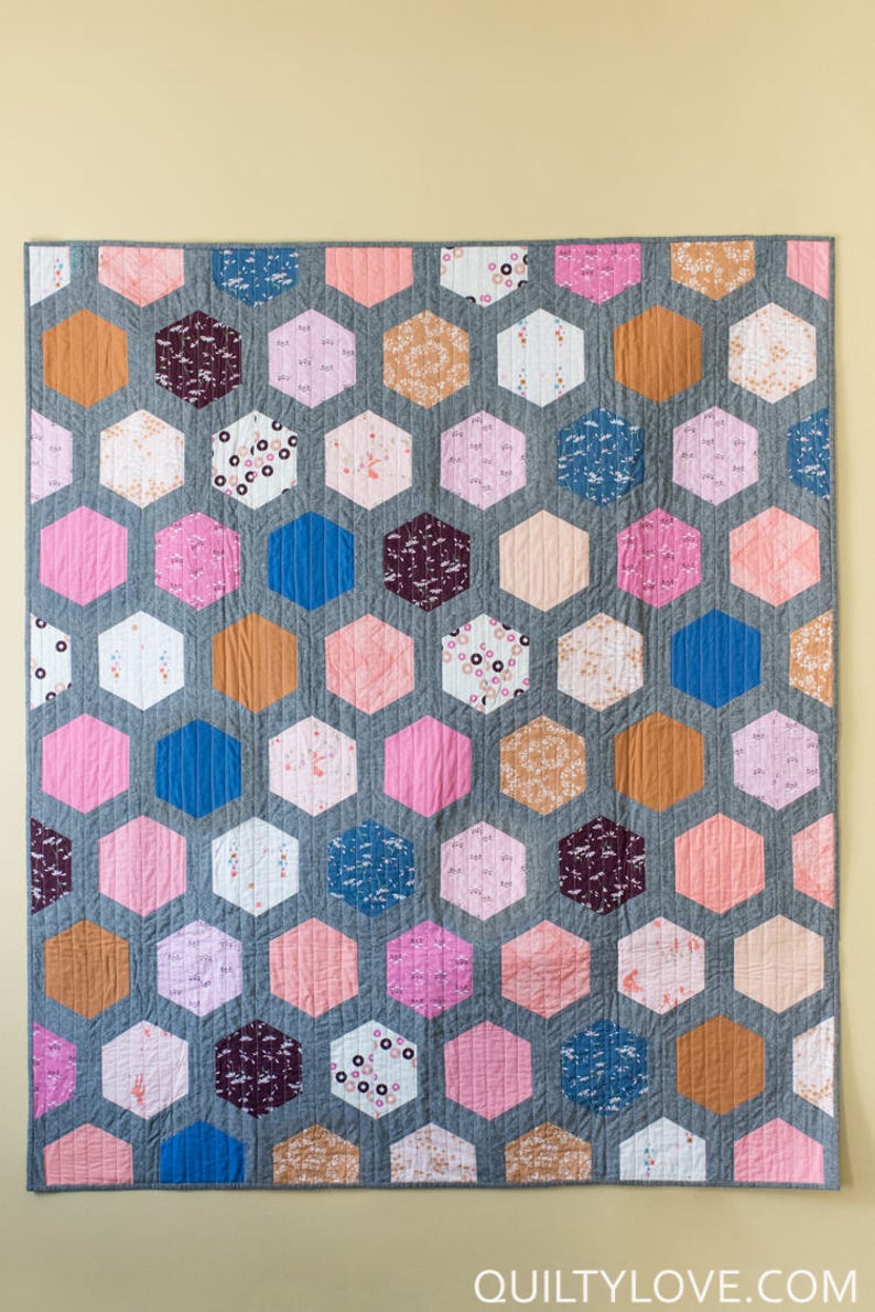 Hexie Framed PDF Quilt Pattern / Hexie Quilt Pattern/ Modern Quilt ...