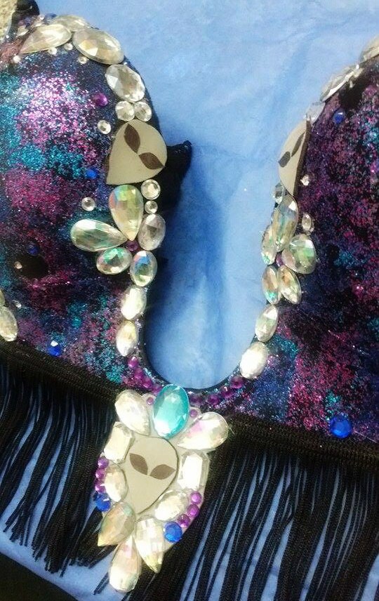 Sparkly Purple and Blue Fringe Alien Galaxy Rave Bra - Etsy
