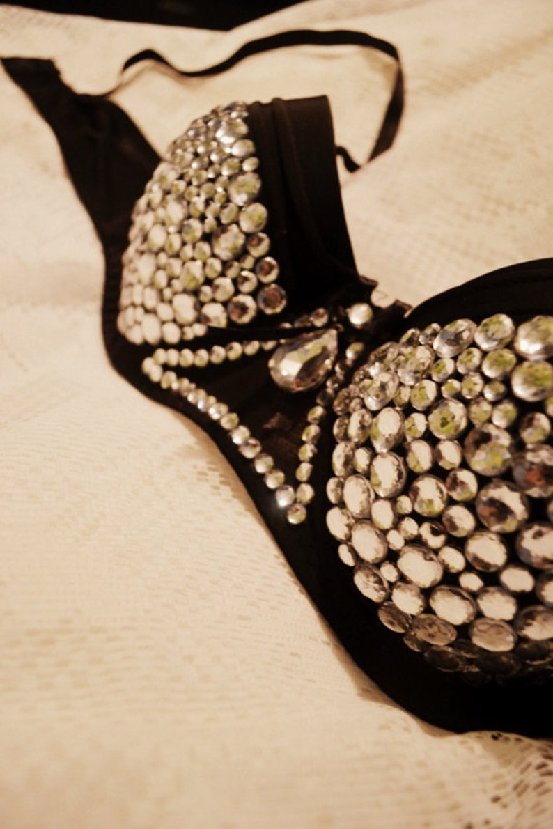 Any Color DISCO Jeweled Sparkle Rhinestone Balconette Rave Bra for EDC ...