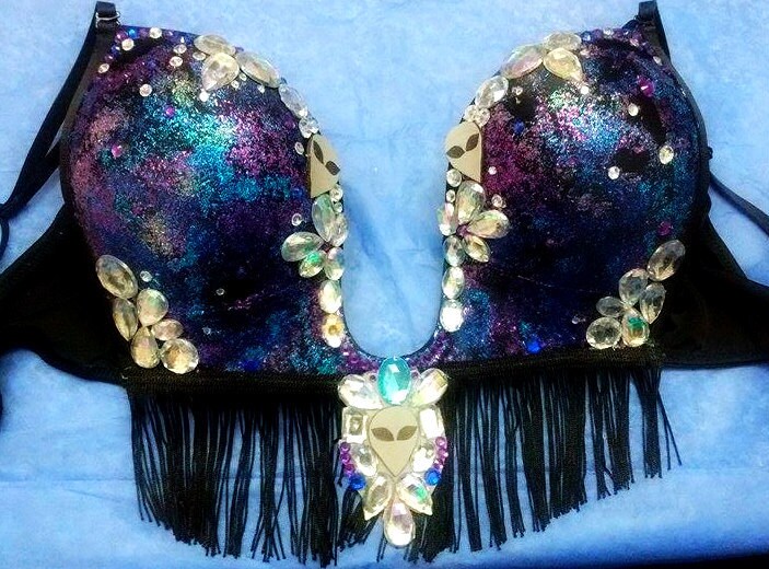 Sparkly Purple and Blue Fringe Alien Galaxy Rave Bra - Etsy