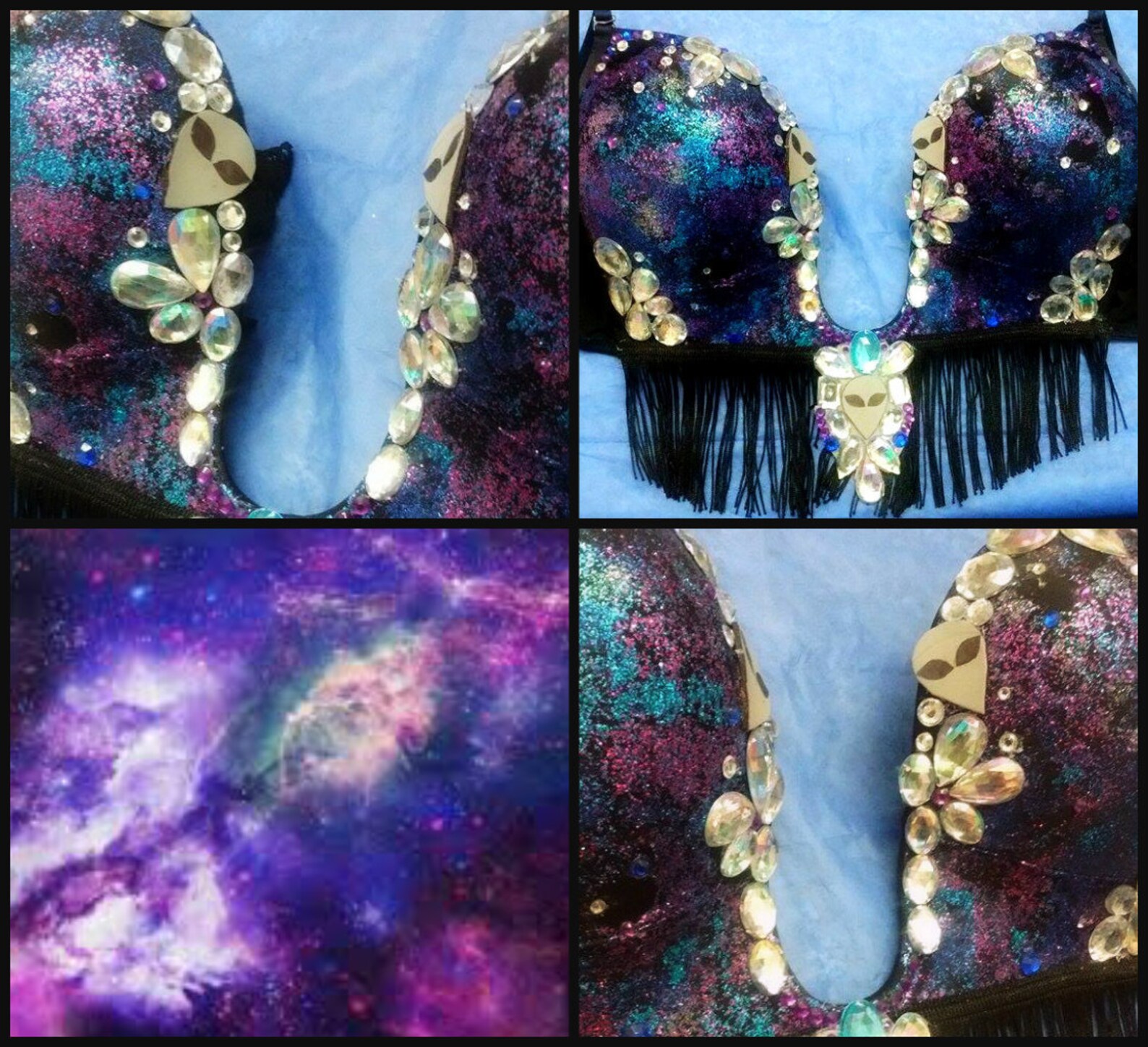 Sparkly Purple and Blue Fringe Alien Galaxy Rave Bra - Etsy