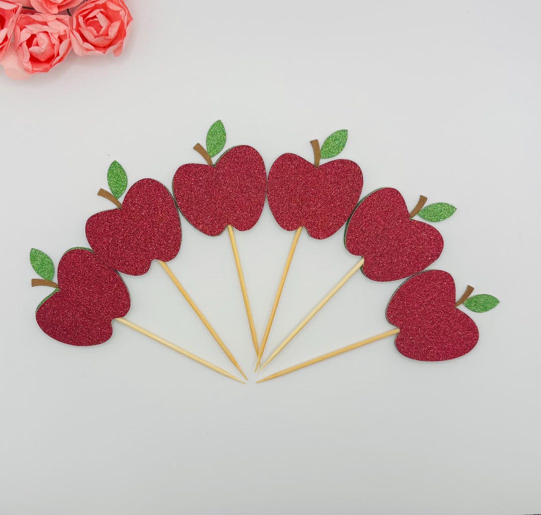Apple Cupcake Toppers, Cupcake Toppers for Teachers, New Teacher Gift ...