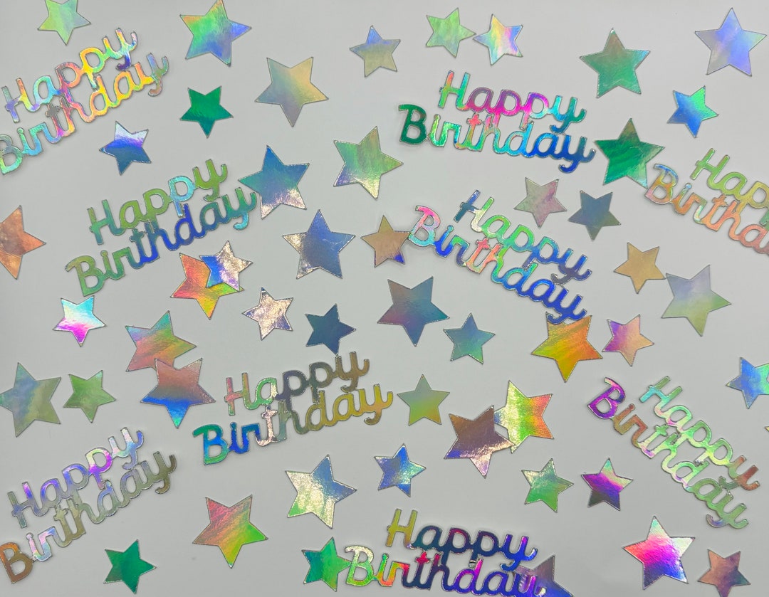 Holographic Birthday Confetti, Silver Stars, Handmade - Etsy UK