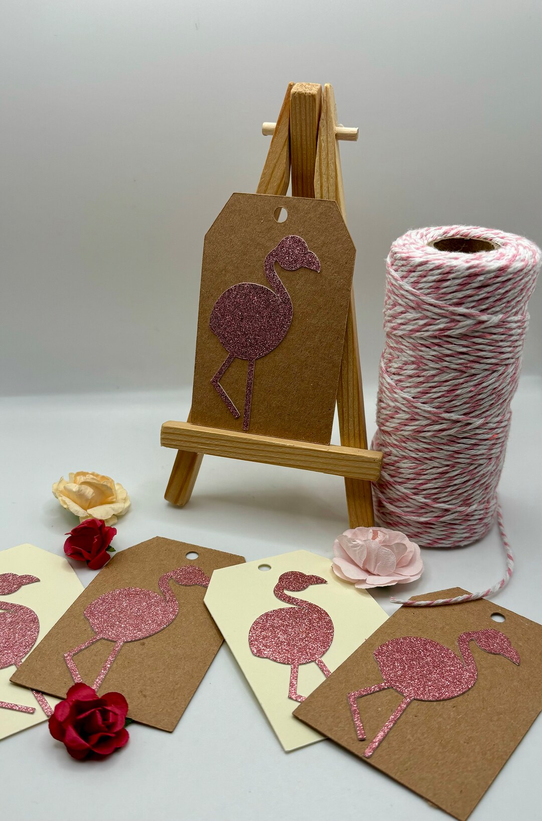 Flamingo Gift Tags, Ivory Tags, Brown Kraft Tags, Pink, Flamingos ...