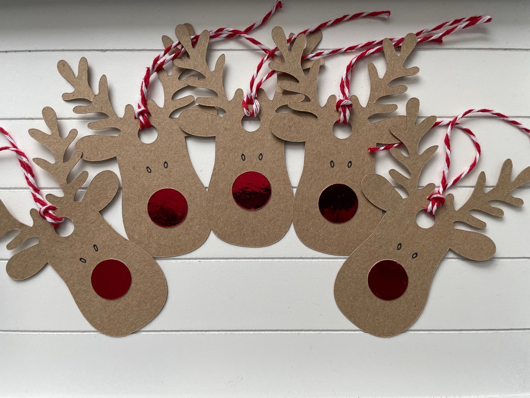 Handmade Reindeer Gift Tags, Kraft Christmas Present Tags - Etsy UK