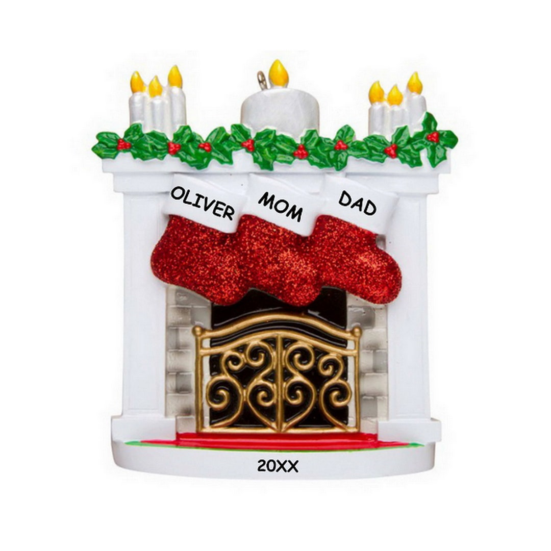 Personalized Christmas Mantle Family Ornament - Family of 3 - Etsy