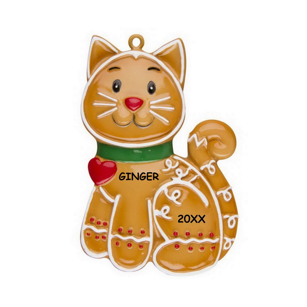 Personalized Ginger-bred Cat Christmas Ornament - Etsy