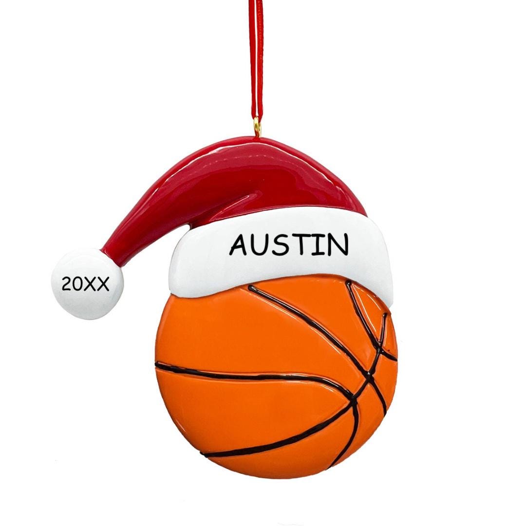 Personalized Basketball With Santa Hat Sports Christmas Ornament - Etsy