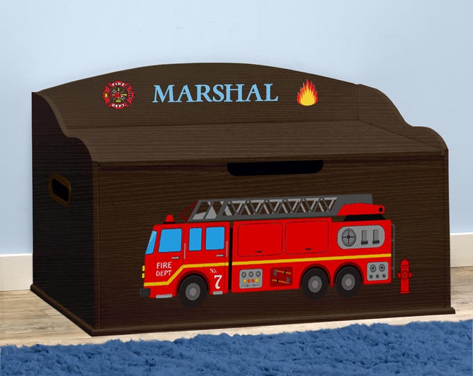 Fire Truck Toy Box for Boys Toy Chest Toy Storage Personalized Gift Toy ...