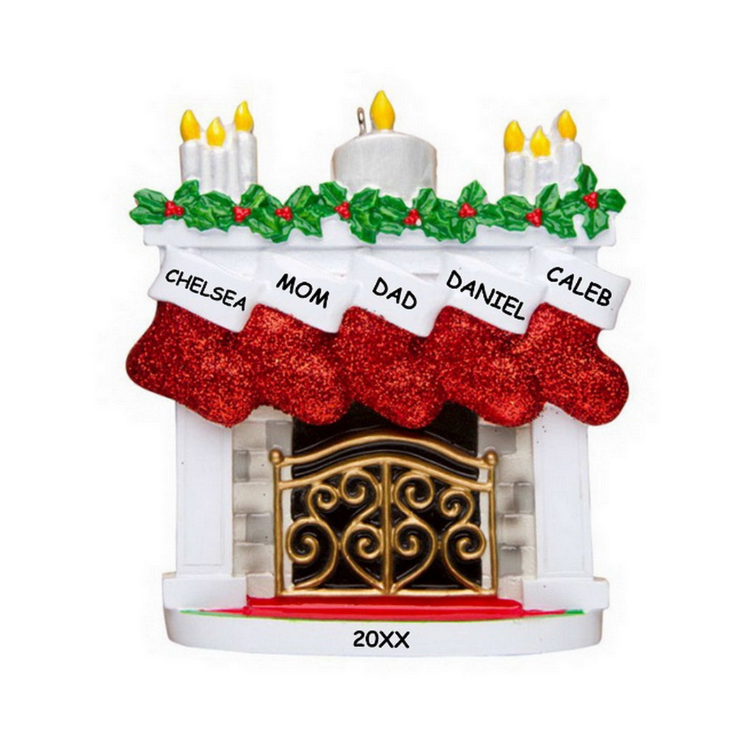 Personalized Christmas Mantle Family Ornament - Family of 5 - Etsy