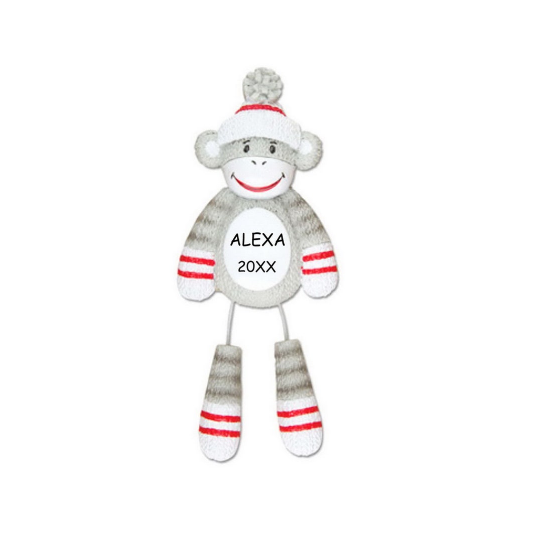 Personalized Sock Monkey Kids Christmas Ornament - Etsy