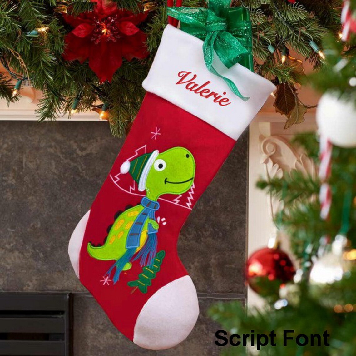 Personalized Holiday Dinosaur Christmas Stocking - Etsy