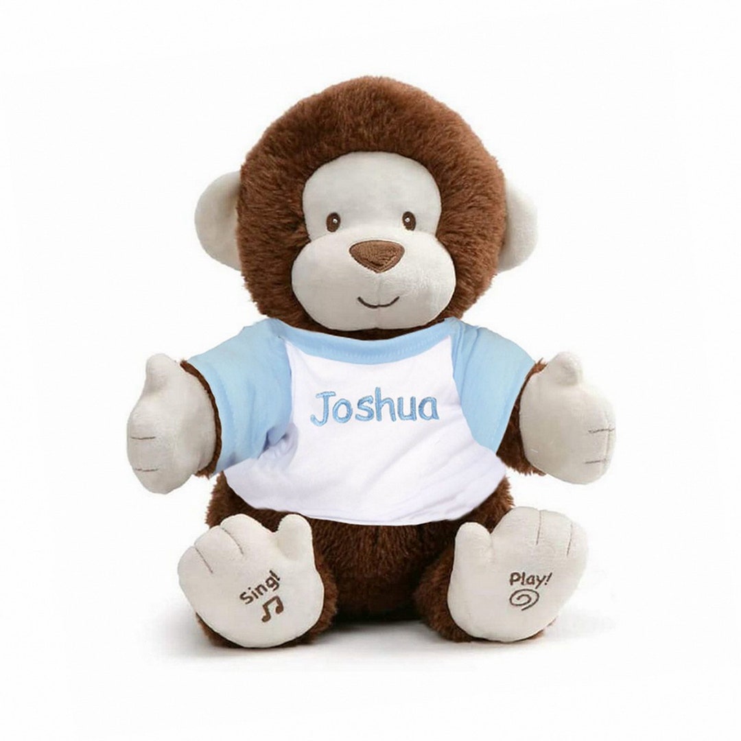 Personalized Animated Monkey Plush Toy - Blue - Etsy