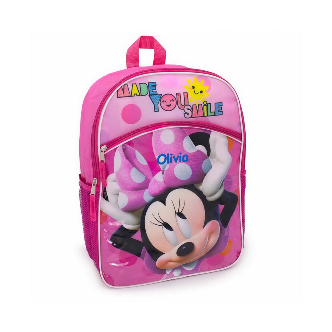 Personalized Minnie Mouse Made You Smile Character Backpack 16 Inch - Etsy