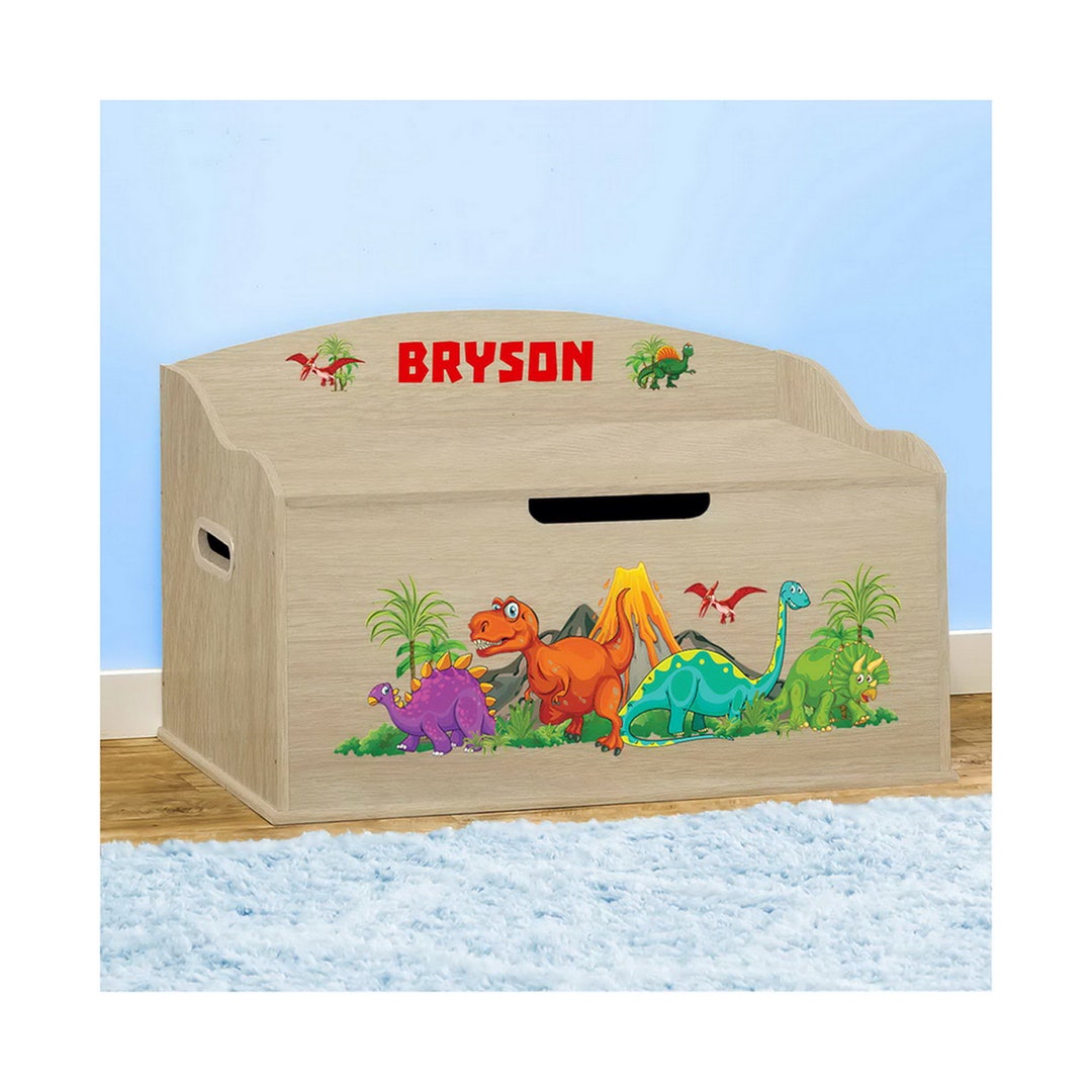 Personalized Dibsies Creative Wonders Dinosaurs Toy Box - Natural - Etsy