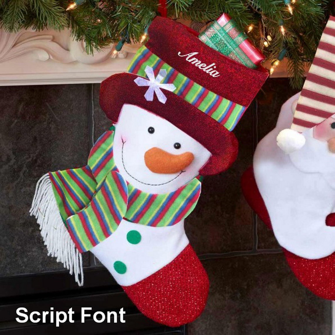 Personalized Smiling Snowman Decorative Christmas Stocking - Etsy