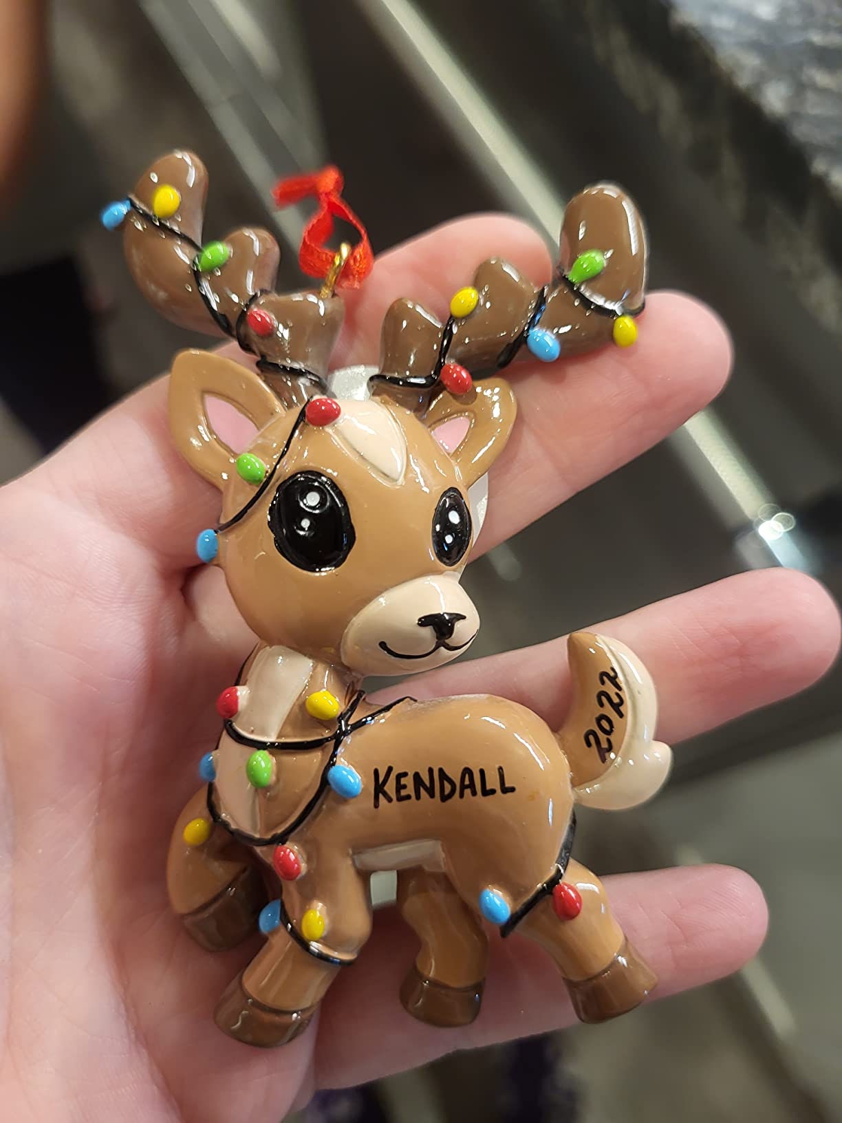 Personalized Reindeer in Lights Christmas Ornament - Brown - Etsy