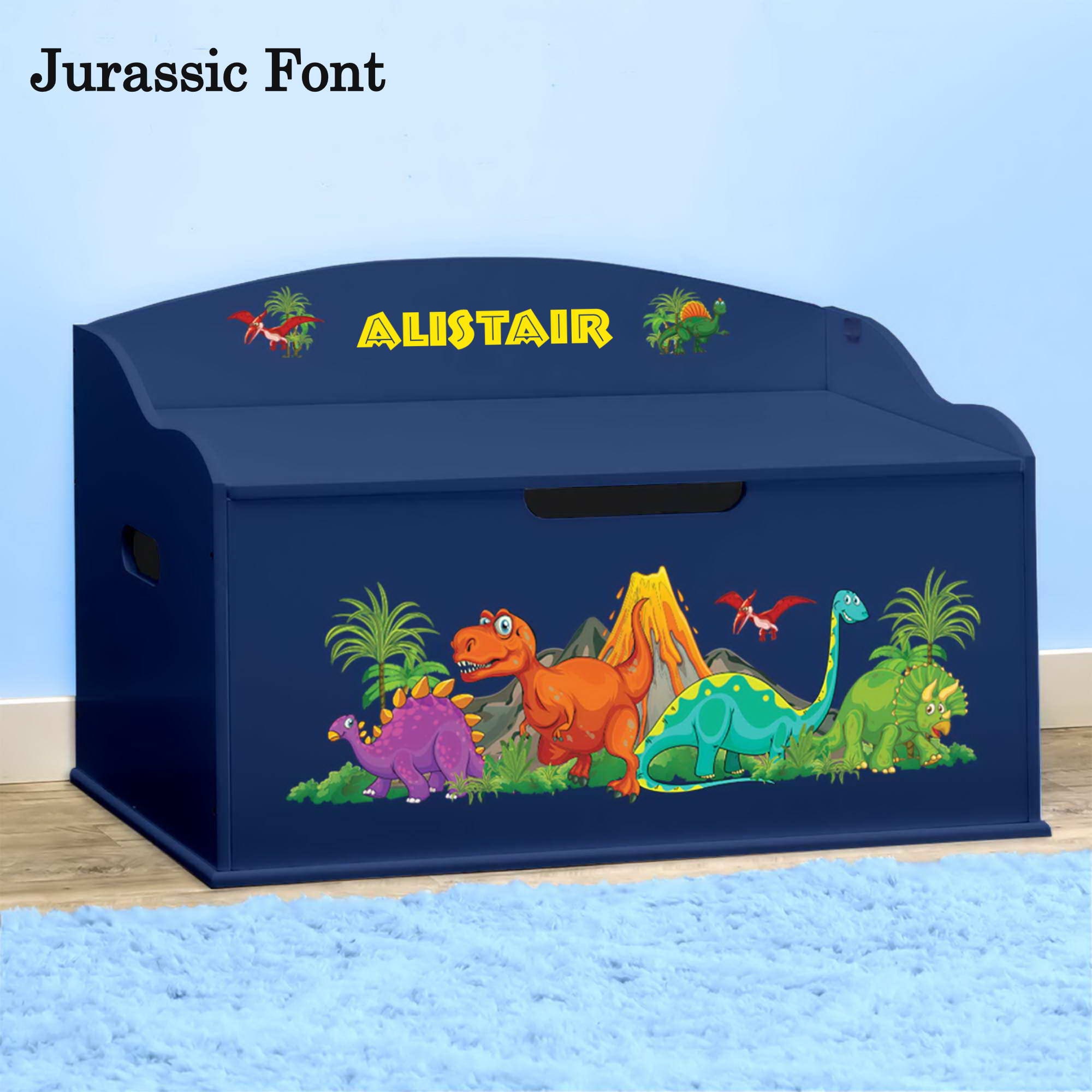 Personalized Dibsies Creative Wonders Dinosaurs Toy Box - Blue - Etsy