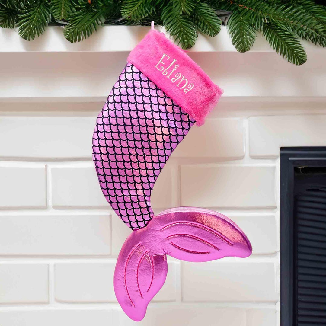 Personalized Mermaid Christmas Stocking - Pink - Etsy