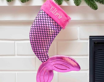 Mermaid Personalized Stocking, Embroidered Stocking, First Christmas ...