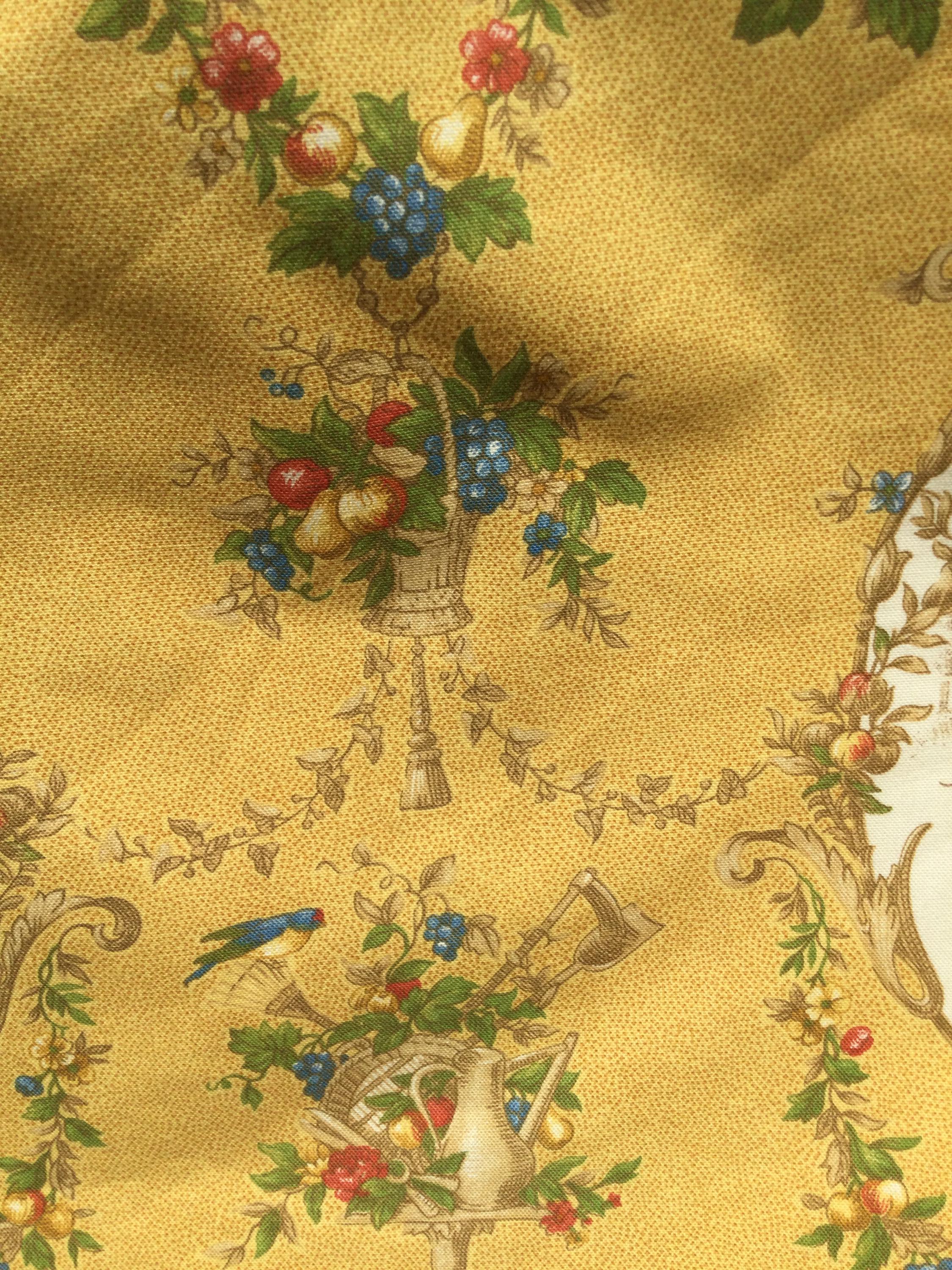 Huge Vintage FRENCH PROVENCAL FABRIC Curtain Drapery Provence Farmhouse ...