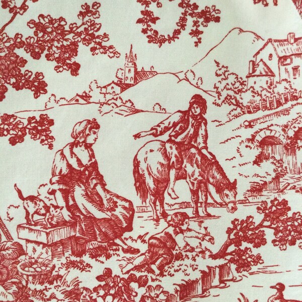 Red Toile Fabric - Etsy