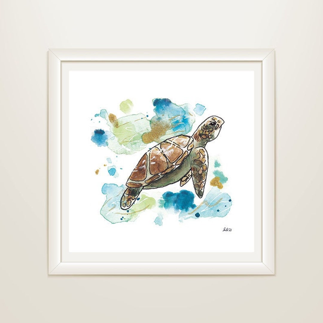 Sea Turtle Art Print | Wall Art, Ocean Art, Sea Life, Watercolour ...