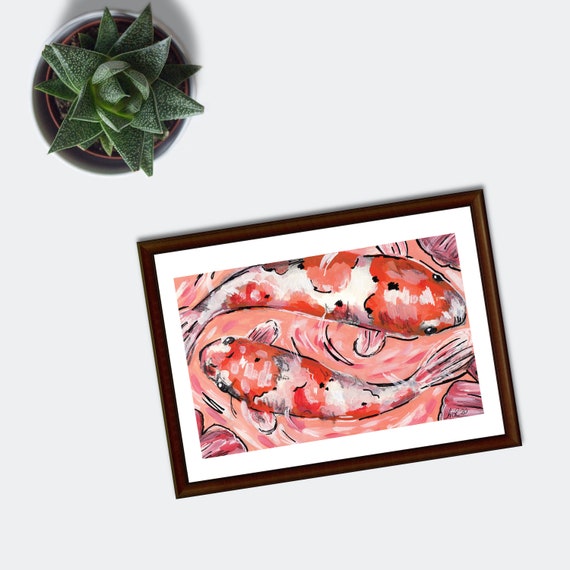 Koi Fish Art Print Koi pond Japanese art Japan Art Print | Etsy
