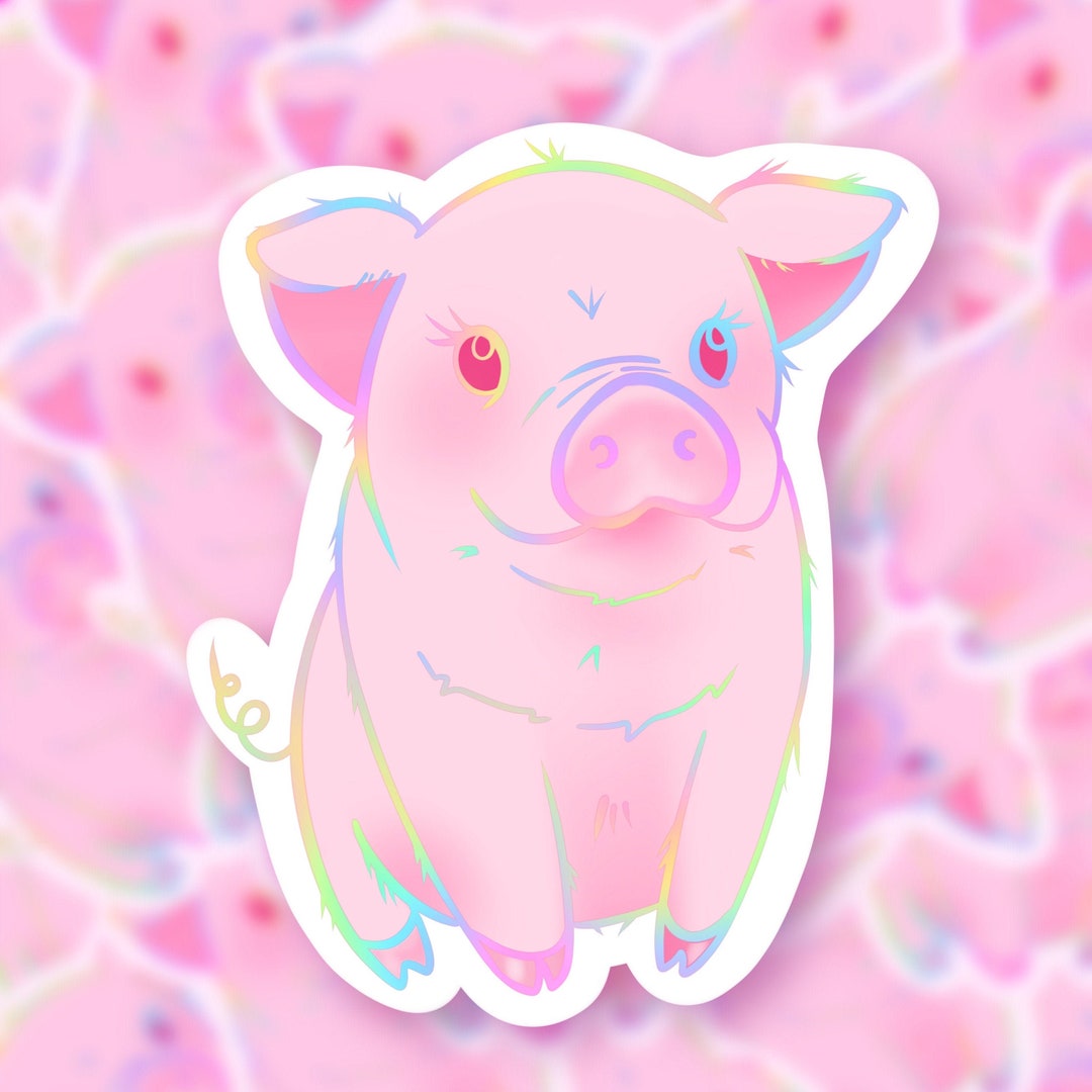 Pig Sticker | Rainbow Pig, Pastel Sticker, Cute Stickers, Laptop Decals ...