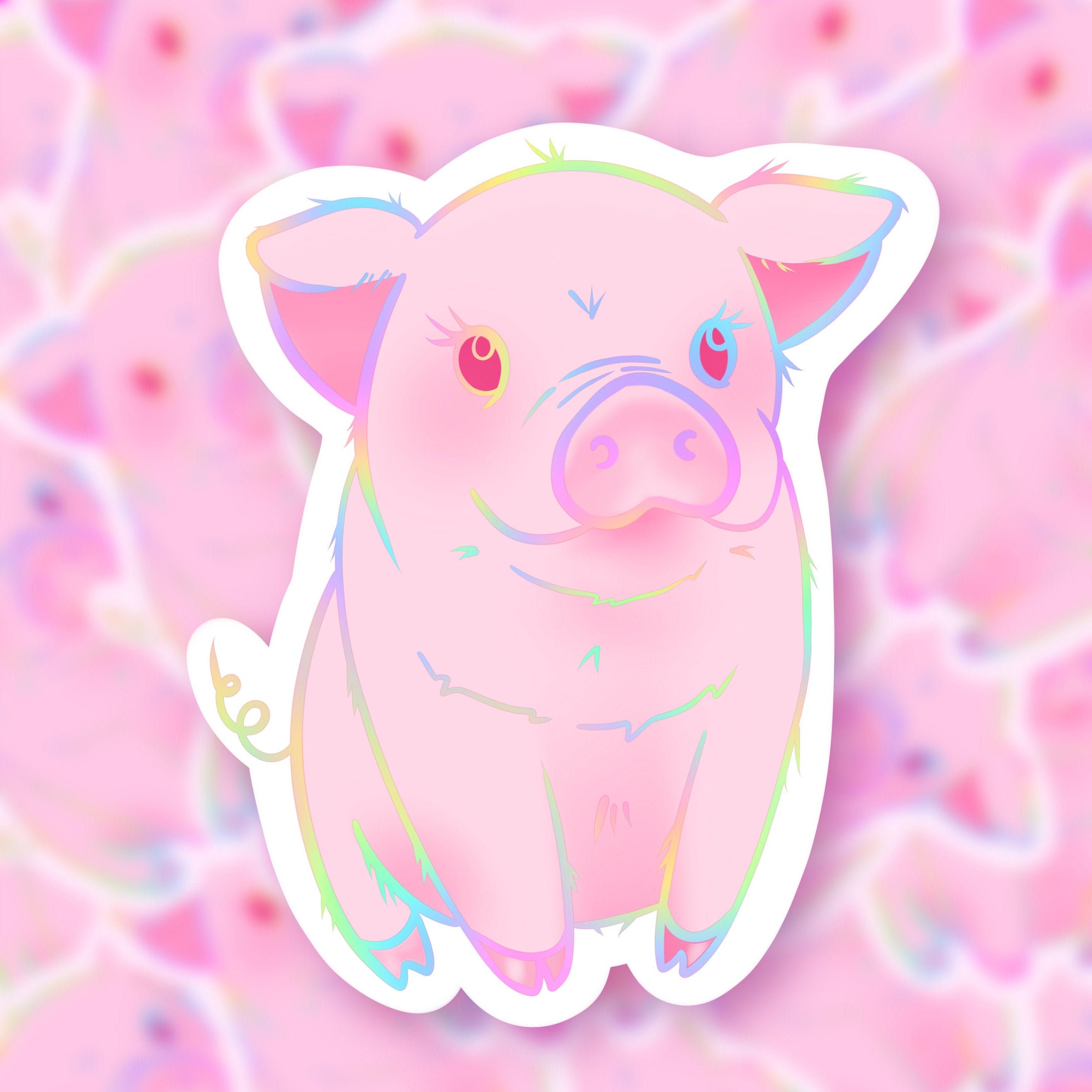 Pig Sticker Rainbow Pig Pastel Sticker Cute Stickers | Etsy